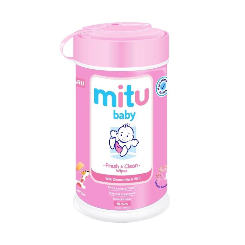 Jual Mitu Baby Wipes Bottle - Pink [60 Sheets] di Seller Sunny Shop 88 ...