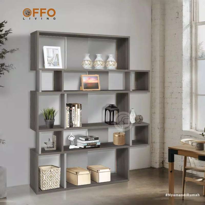 Promo Rak Buku Pembatas Ruangan Olive Bookshelf - Sonoma Oak Putih ...