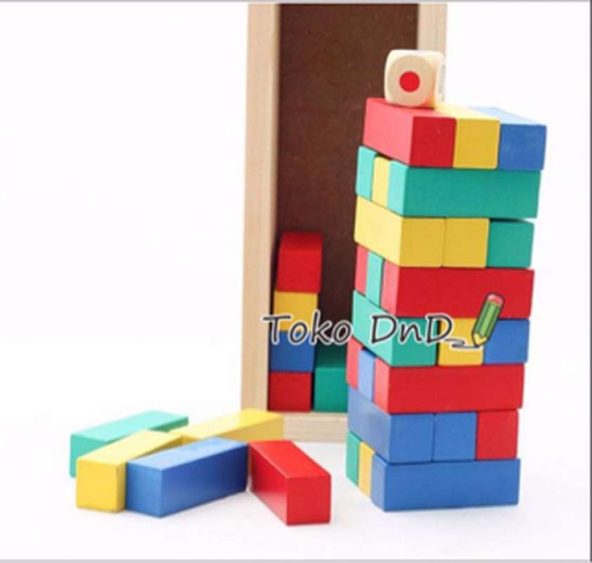 Promo Mainan Edukatif/Edukasi Anak - Balok kayu - Menara Rubuh/Tumbling ...