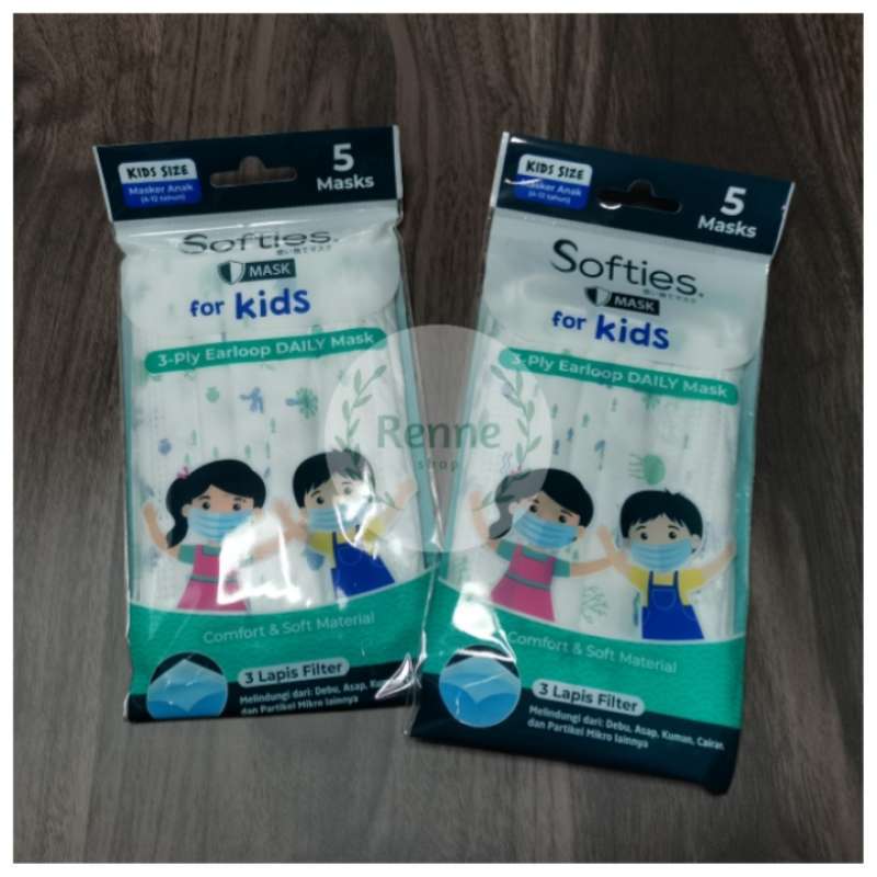 Jual SOFTIES DAILY MASK KIDS 3 PLY ( MOTIF ) isi 5 MASK / MASKER ...