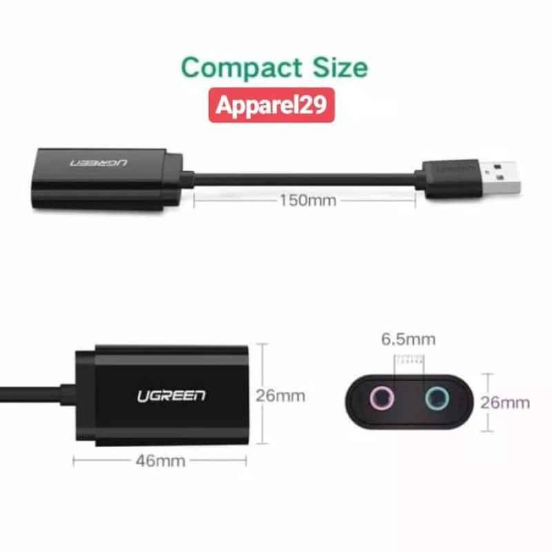 Jual Ugreen Usb Audio Adapter Stereo Sound Card With 3.5Mm Headphone ...