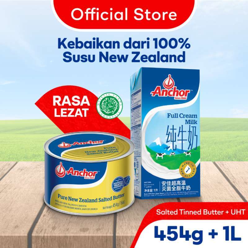Jual Anchor Salted Butter 454gr + Uht Milk 1l Di Seller Fonterra - Rawa ...