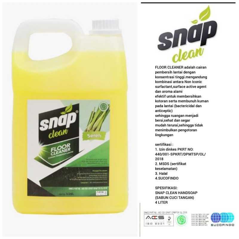 Jual Sabun Pembersih Lantai 4 Liter Snap Clean / Floor Cleaner Snap ...