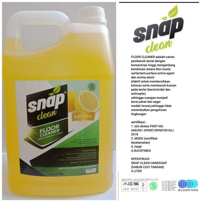 Jual SABUN PEMBERSIH LANTAI 4 LITER SNAP CLEAN / FLOOR CLEANER SNAP ...