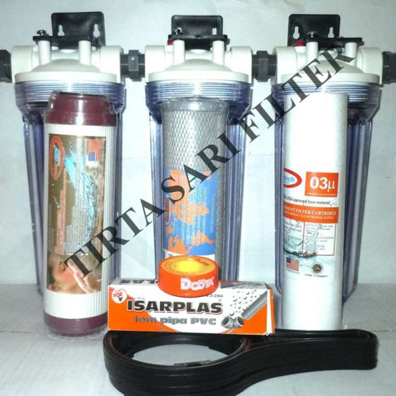 Jual PAKET FILTER / SARINGAN AIR BERBESI, KUNING, KERUH, BAU - 3 STEP ...