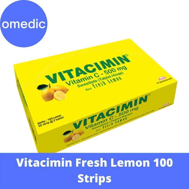 Jual Vitacimin Fresh Lemon Tablet Hisap Vitamin C 500MG 1 Box 50 Strip ...