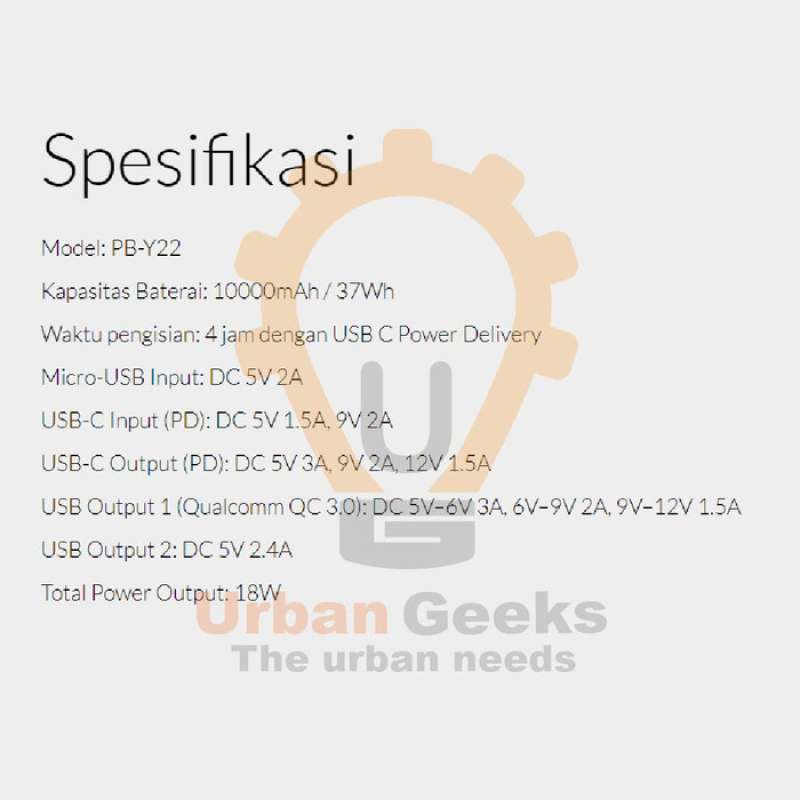 Jual Aukey Powerbank 10000mah 2 Qc 3.0 & Usb C Pd 18w Lightning Input ...