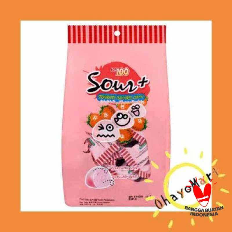 Jual Permen Asam Lot 100 Sour + Gummy Strawberry / permen kenyal (100gr ...