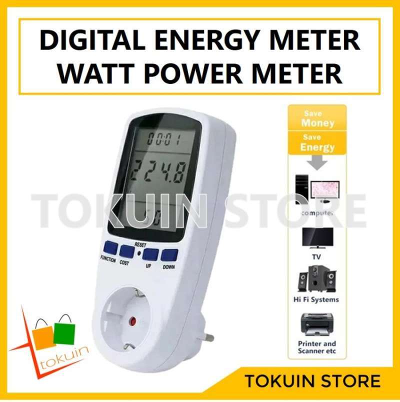 Jual Digital Power Meter Voltmeter Wattmeter Energy Meter Outlet Socket ...