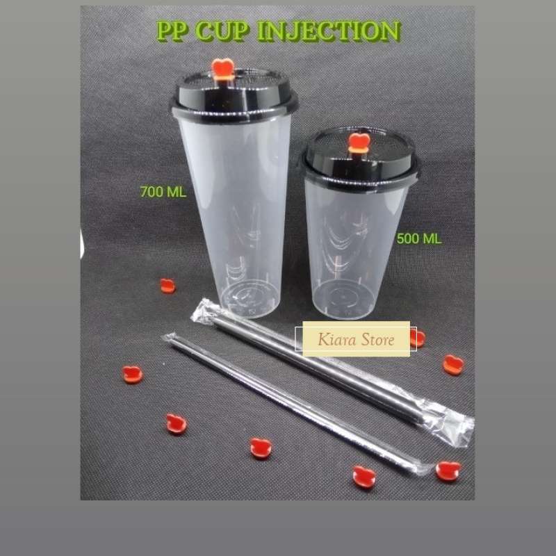 Jual GELAS PP INJECTION/GELAS PLASTIK PP INJECTION + LID + CAP ISI 50 ...