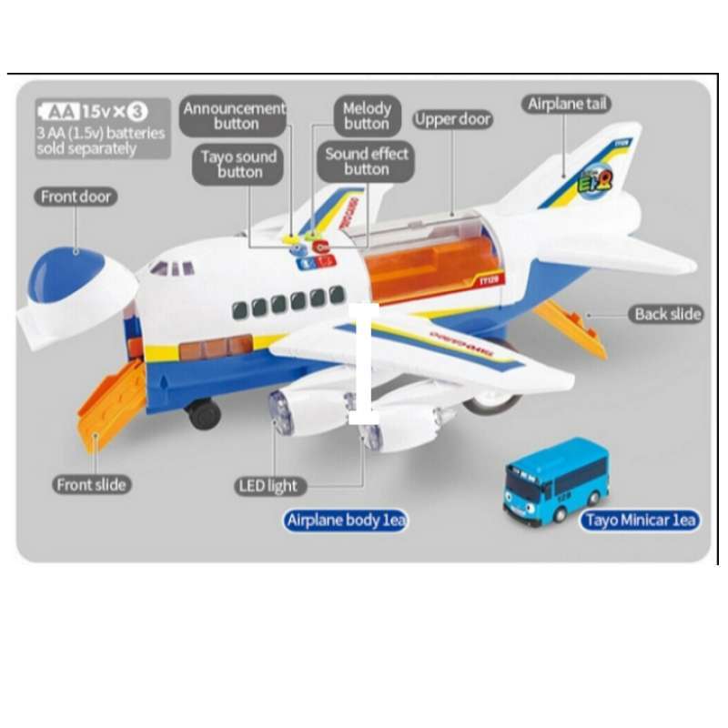 Jual Tayo The Little Bus Tayo Cargo Airplane TYT120013 Friction di ...