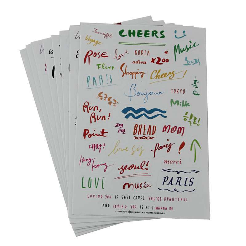 Promo 8 Sheets English Words Petit Deco Paper Stickers Adhesive Stick ...
