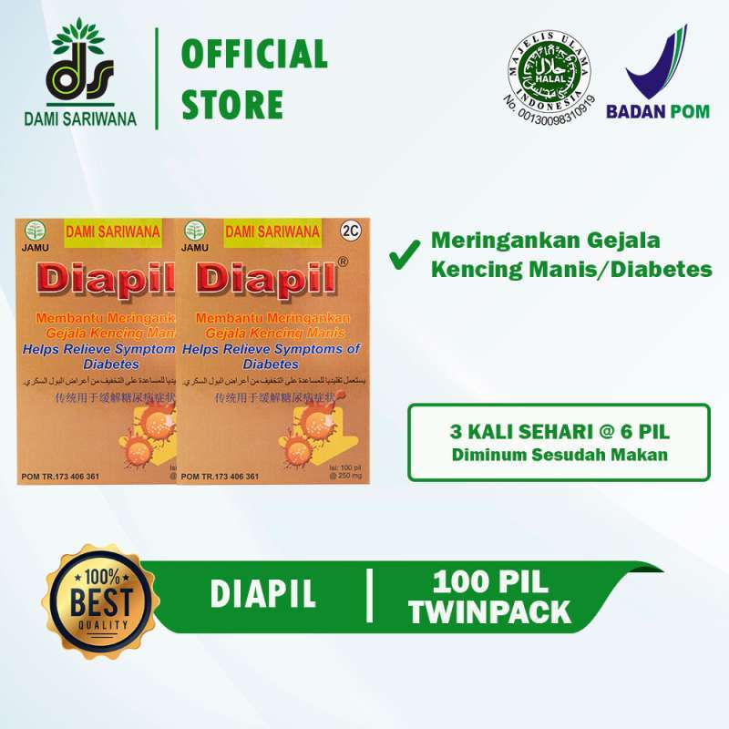 Jual [TWINPACK] Dami Sariwana Obat Herbal DIAPIL [100 Pil] Meringankan ...