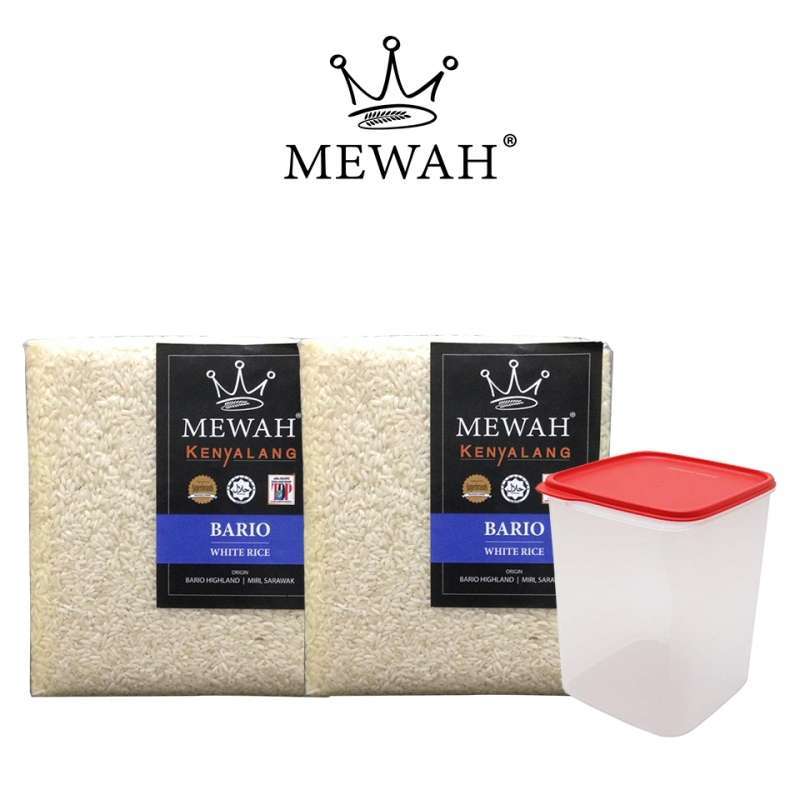 Jual Malaysia Mewah Bario White Rice 2kg Bundle With Container ...