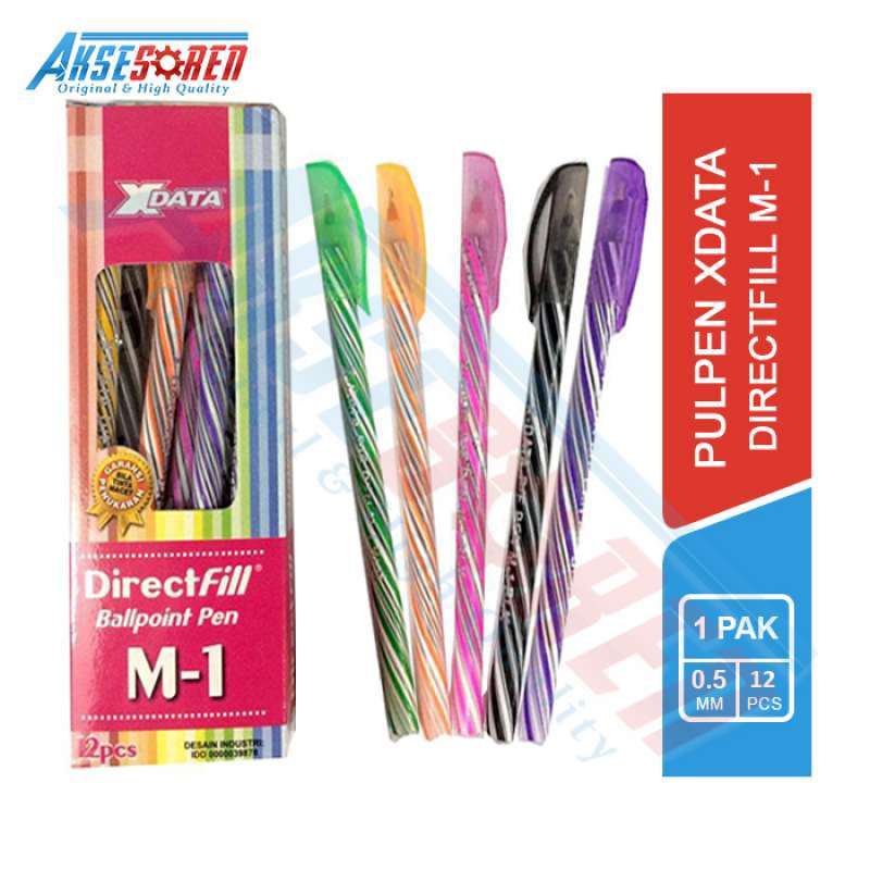 Jual Pulpen Xdata Direcfill M-1 [0.5mm/1 Pack/12 Pcs] / Pena Tinta Hitam / Bolpoint / Bolpoin 1 ...