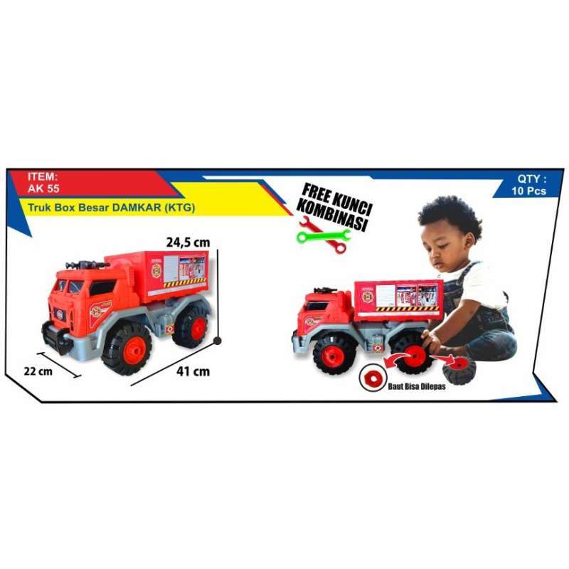 Promo Truk Box Besar Damkar Pemadam Kebakaran KTG / Mainan Truk ...