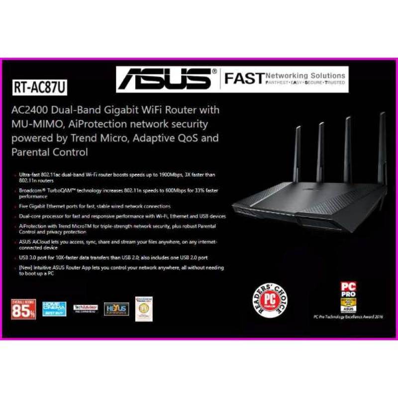 Jual Asus Rt-ac87u Ac2400 Dual-band Gigabit Wireless Router Di Seller ...