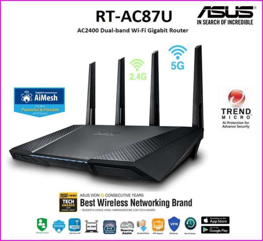 Jual ASUS RT-AC87U AC2400 Dual-Band Gigabit Wireless Router di Seller ...