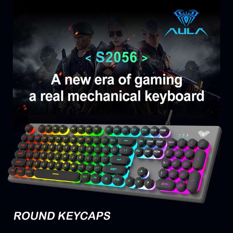 Promo Keyboard Gaming Membrane AULA S-2056 Round - New LED R Backlight ...