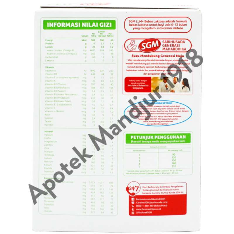 Jual Sgm Llm+ Susu Formula Bayi Bebas Laktosa 200 Gr Di Seller Apotek ...