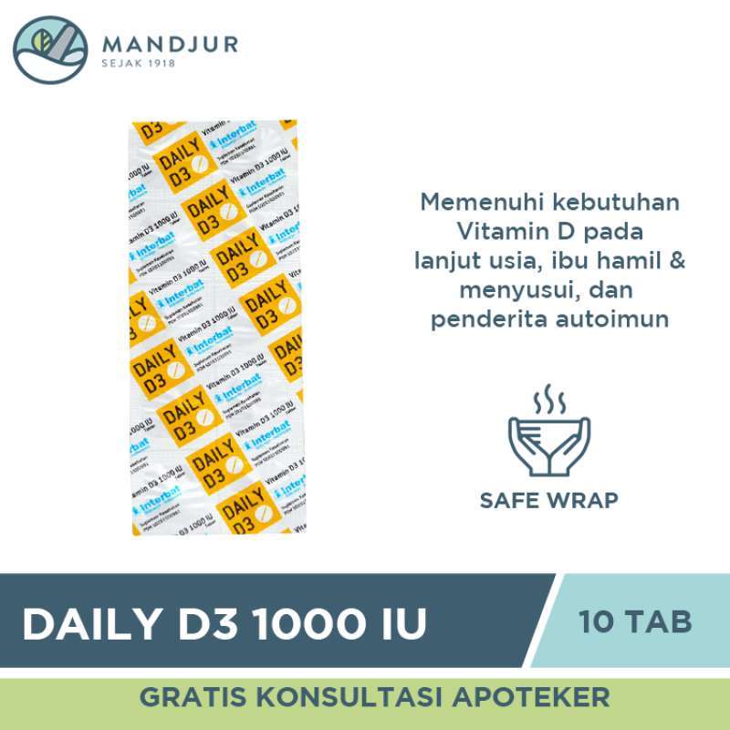 Jual Daily D3 1000 IU Strip 10 Tablet - Suplemen Vitamin D3 di Seller ...
