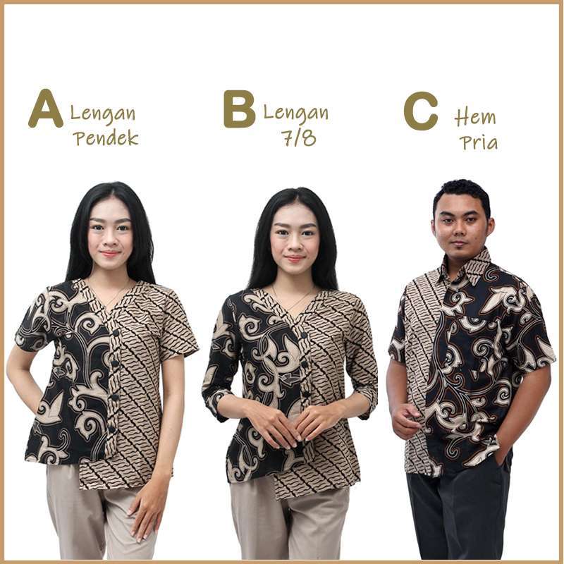 Promo Blouse Batik Wanita Putri Kembar Modern Coklat Atasan Batik