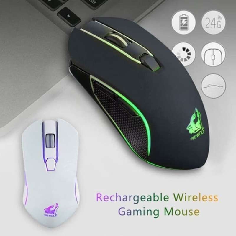 Promo Wireless Gaming Mouse Free Wolf Silent Click Rechargeable High ...