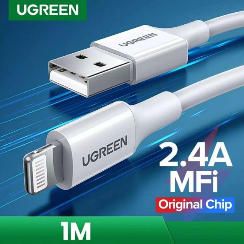 Jual Promo Ugreen iPhone iPad MFi USB to Lightning Fast Charging 2.4A Cable 1M 2M - White 1M di ...