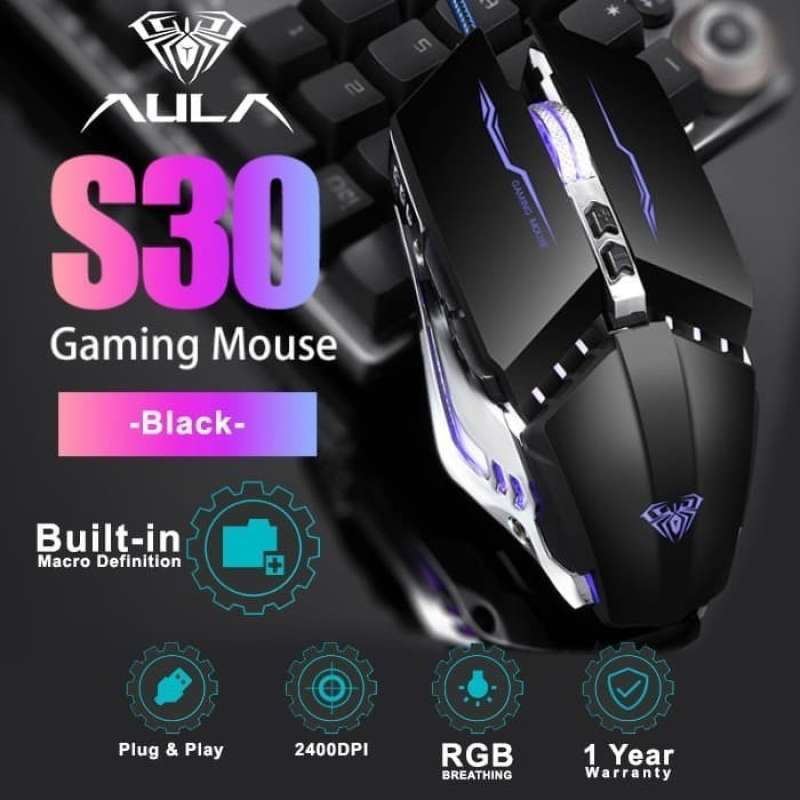 Jual Mouse Gaming macro AULA S30 ? 2400DPI RGB original di Seller ALEXAMIRO STORE - Kota Jakarta ...