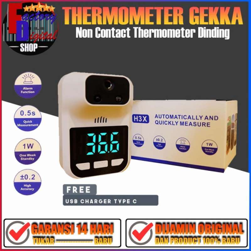 Jual Thermometer H3X Infrared Non Contact Thermometer Otomatis Dinding ...