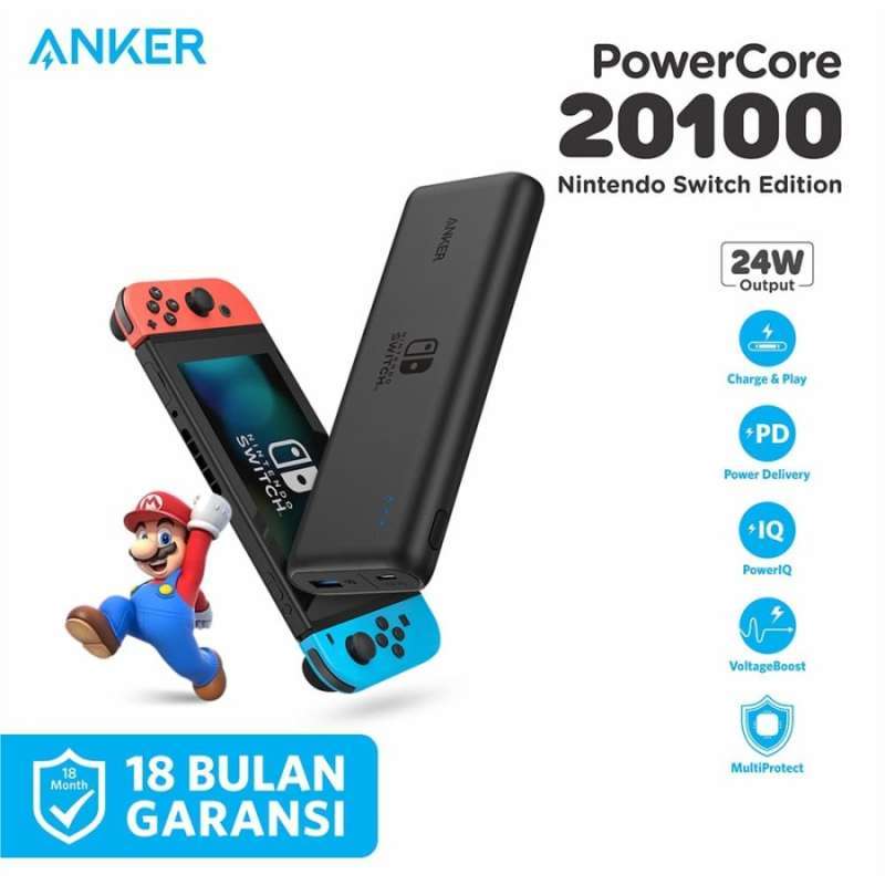Jual PowerBank Anker PowerCore Nintendo Switch PD 20100mAh Black ...