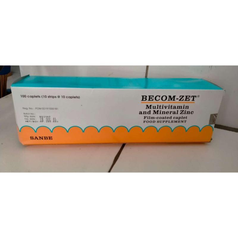 Jual Becom-Zet - MultiVitamin C, E, B dan Zinc ( 1 box = 100 kaplet ...