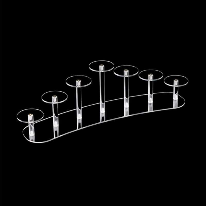 Jual Acrylic Display Rack Clear Layers Cosmetics Display Holder Curved ...