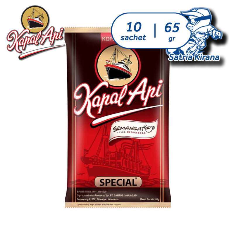 Jual Kapal Api Special Kopi Bubuk [65 gr x 10 sachet | 1 Renceng] Hitam ...
