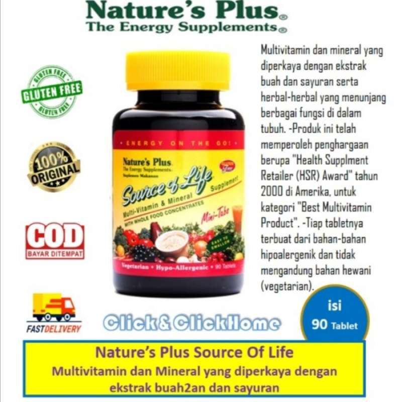 Jual Natures Plus SOL Mini Tab 90 Tablet Multivitamin dan Mineral di ...