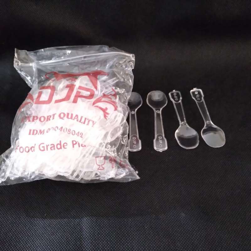 Jual sendok sekop mini plastik-sendok puding-jelly-ice cream-isi 100 ...