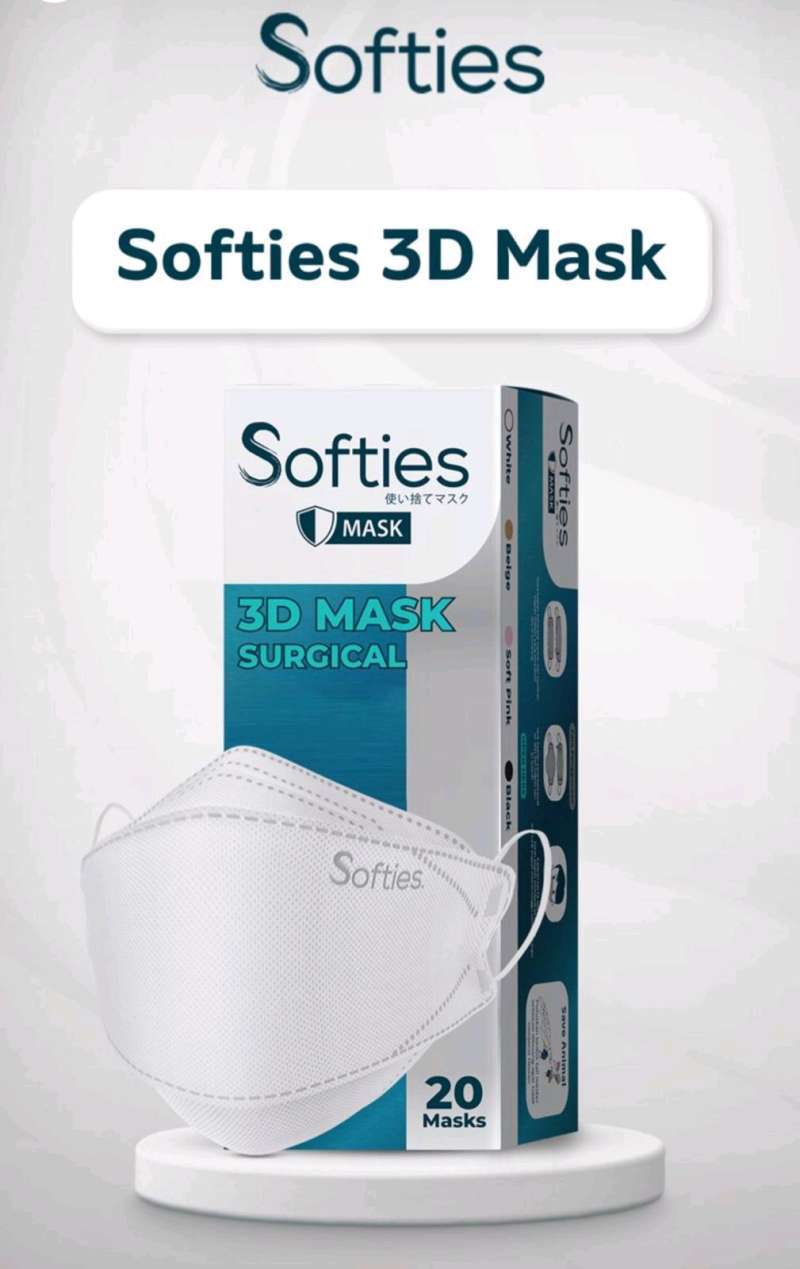 Jual Masker Softies KF94 4ply 3D Surgical Mask 1 box isi 20 pcs di ...