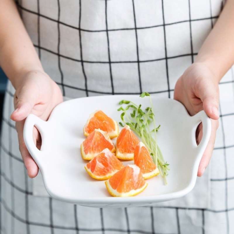 Jual Piring keramik model petak dengan telinga warna putih import ...