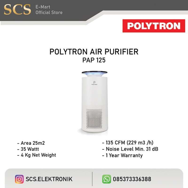 Jual Polytron Air Purifier PAP 125 PAP125 HEPA Filter UV Dust 25m2 di ...