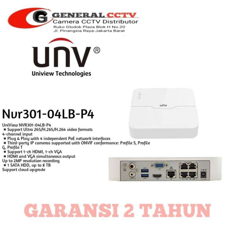 Jual Nvr 4 Channel Poe Uniview Nvr301-04lb-p4 Original Garansi 2 Tahun ...