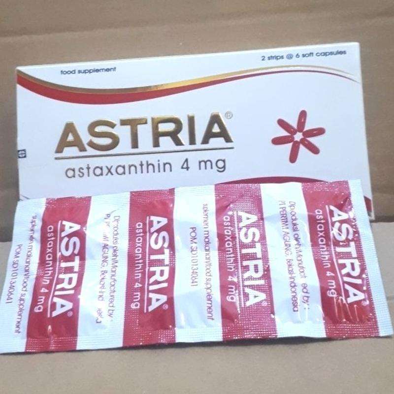 Jual Original astria astaxanthin 4mg suplemen anti oksidan-1 strip 6 ...