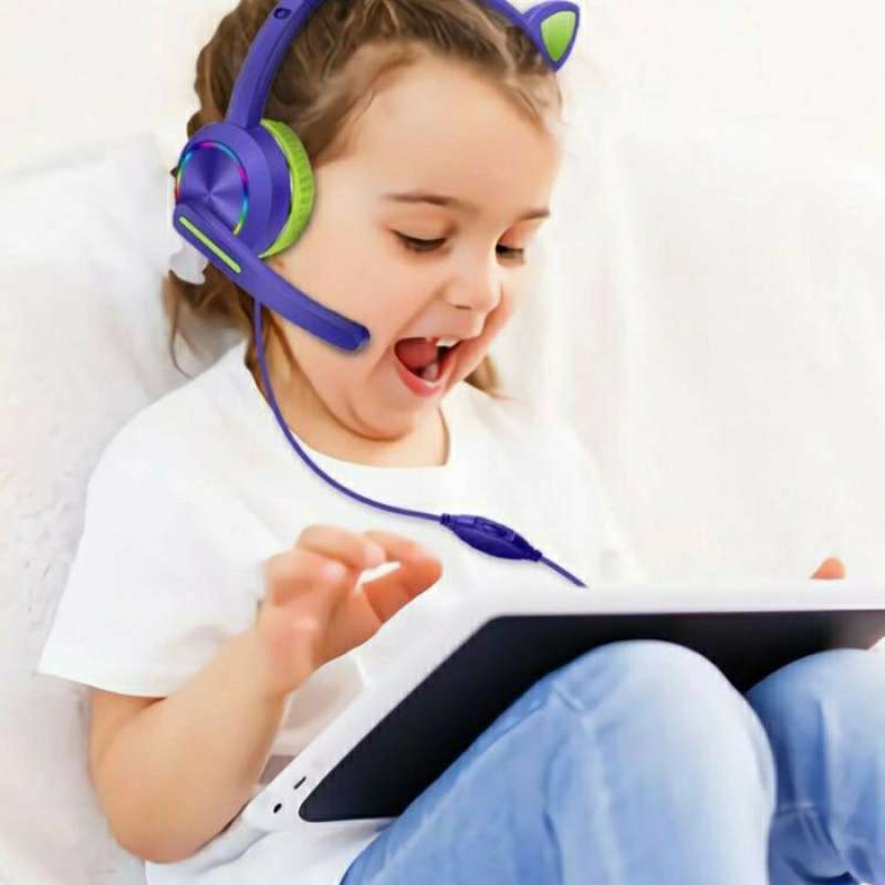 Jual PROMO HEADSET GAMING TELINGA KUCING WITH MICROPHONE HEADPHONE ANAK ...