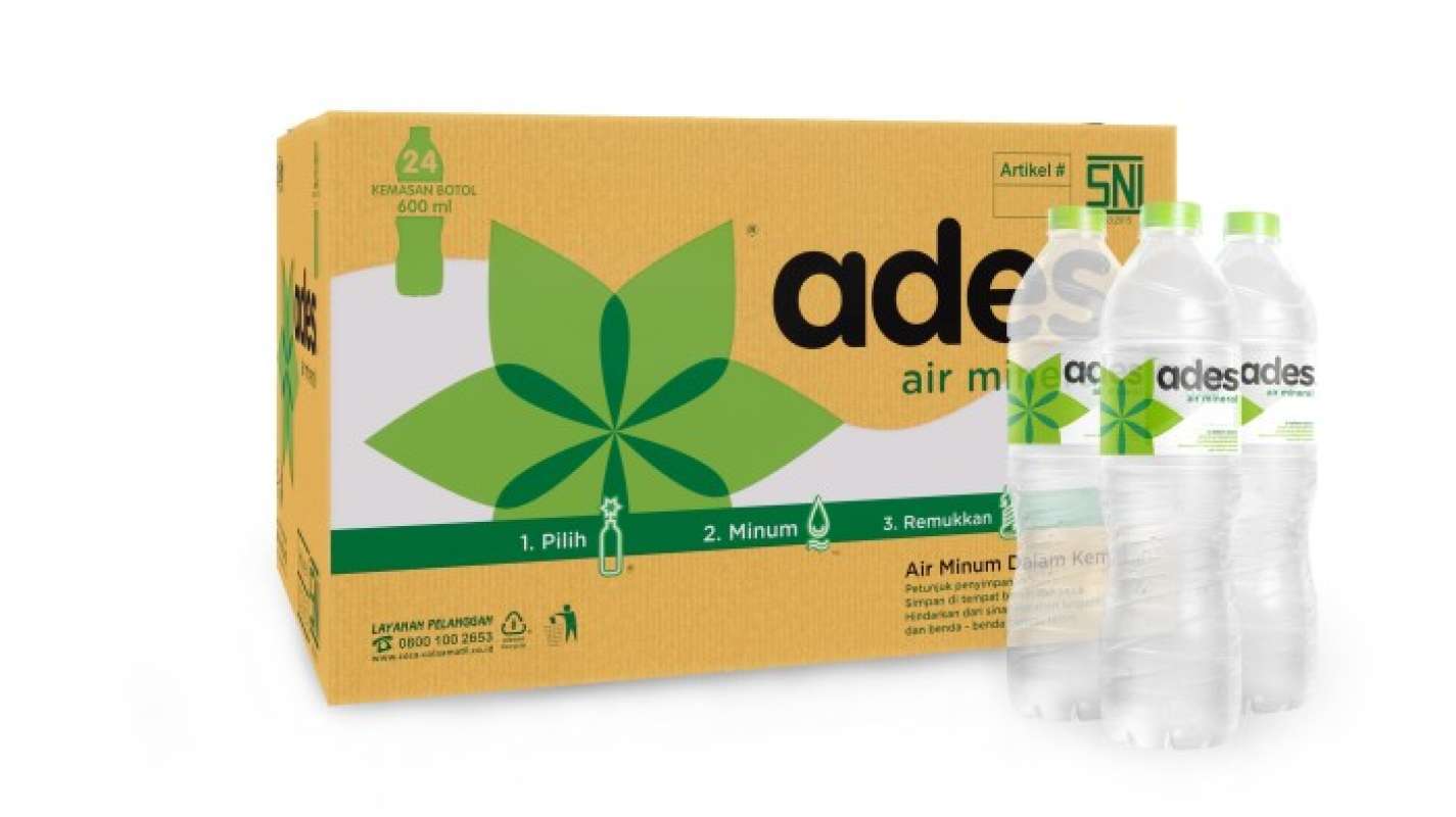 Jual ADES Air Mineral 600ml 1 Karton | 24 Botol x 600 ml | Kemasan ...