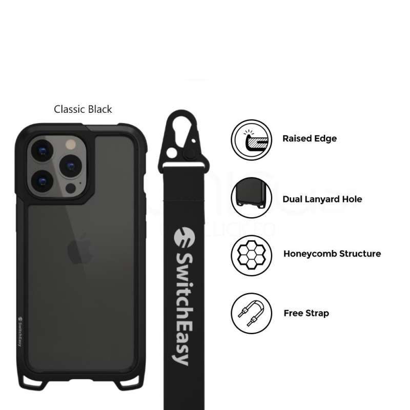 Promo Case iPhone 13 Pro Max Mini SwitchEasy Odyssey Armor Lanyard Casing - Black 13 Pro Max ...