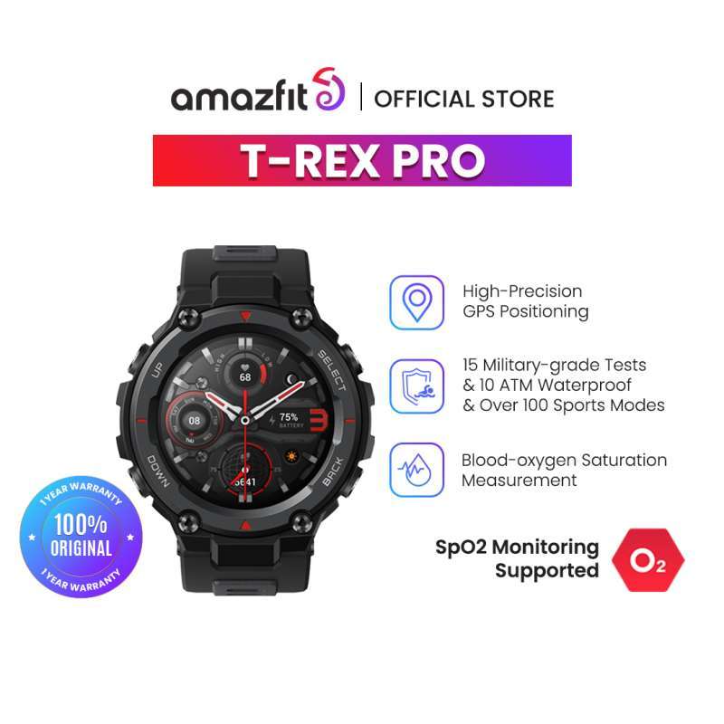 Promo [free Tws] Amazfit T-rex Pro Rugged Outdoor Smartwatch Spo2 15 ...