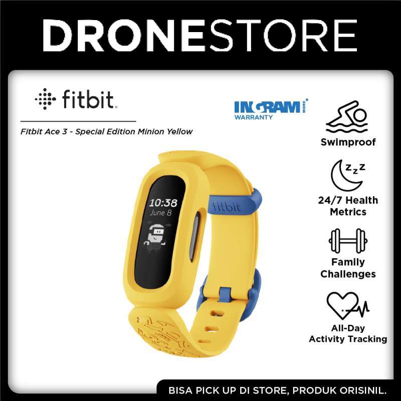 Promo Fitbit Ace 3 SE Minions Yellow Kids Activity Tracker Smartwatch ...