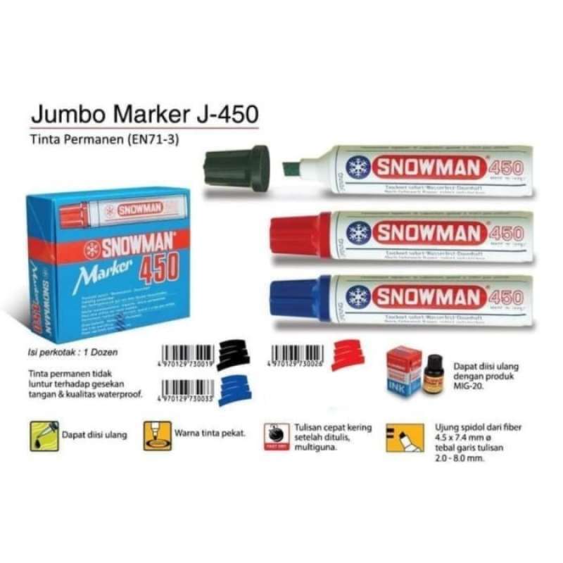 Jual SOS Spidol Snowman Jumbo Marker 450 Permanen / Spidol Permanent ...