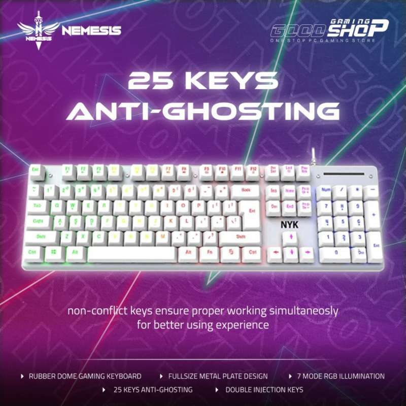Jual Nyk Nemesis Skylight Rgb Kr-301w / Kr301w - Gaming Keyboard ...
