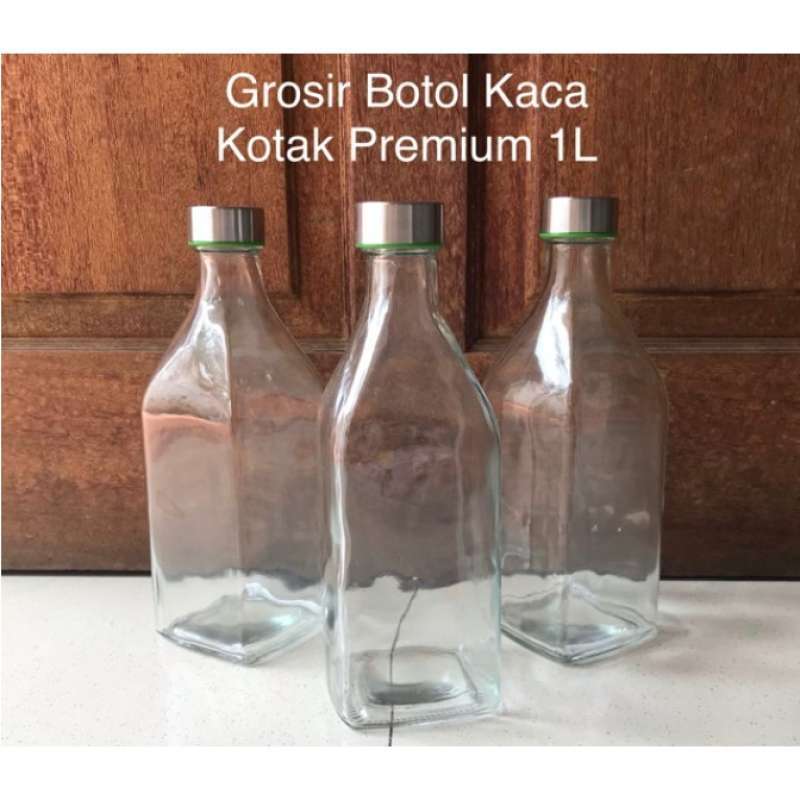 Promo Botol Kaca Premium Kotak 1 Liter / Minuman Botol Kaca 1000ml ...