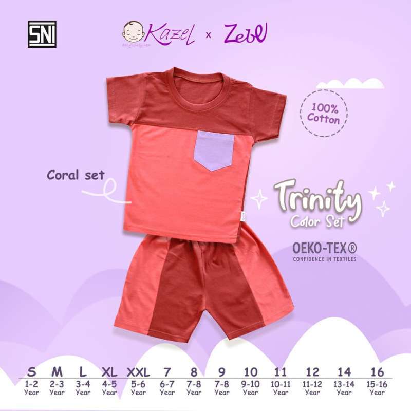 Jual Kazel X Zebe Trinity Set - Setelan Pendek Anak Color Set 7-11 Tahun (isi 1 Stel) Di Seller ...